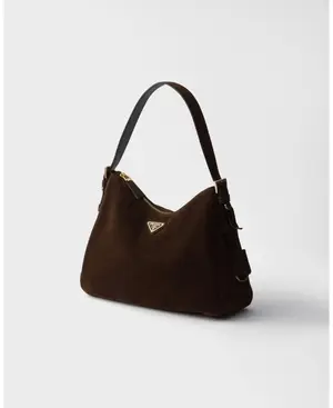 Prada Aimee Medium Suede Shoulder Bag - Brown