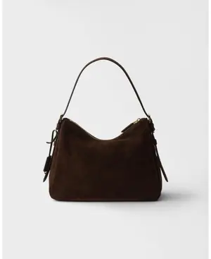Prada Aimee Medium Suede Shoulder Bag - Brown