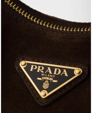 Prada Aimee Medium Suede Shoulder Bag - Brown