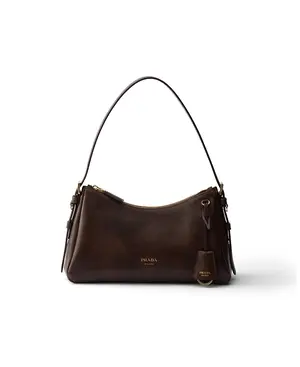 Prada Aimee Medium Leather Shoulder Bag - Brown