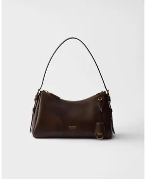 Prada Aimee Medium Leather Shoulder Bag - Brown