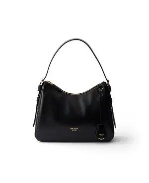 Prada Aimee Medium Leather Shoulder Bag - Black