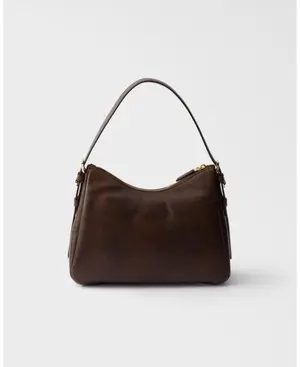 Prada Aimee Medium Leather Shoulder Bag - Brown