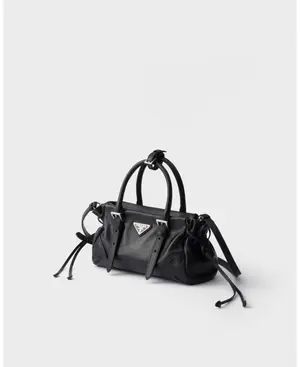 Prada Bonnie Small Leather Top Handle Bag - Black