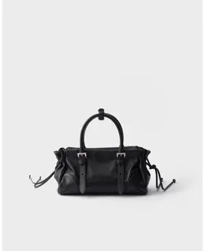 Prada Bonnie Small Leather Top Handle Bag - Black