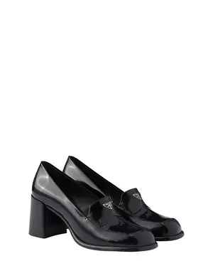 Prada Brushed Leather Loafers - Black