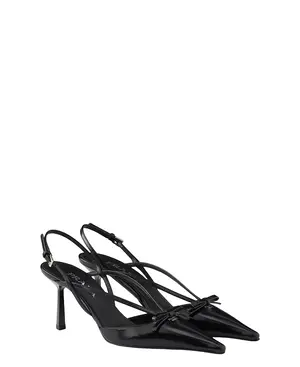 Prada Brushed Leather Slingback Pumps - Black