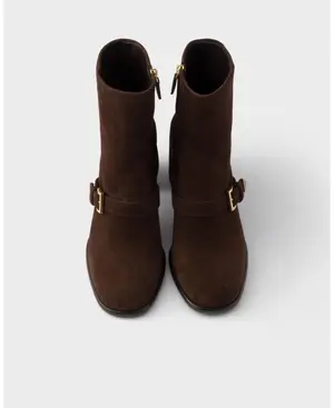 Prada Suede Booties - Brown