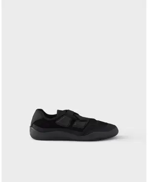 Prada Speedrock Technical Mesh And Leather Sneakers - Black