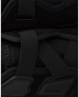 Prada Speedrock Technical Mesh And Leather Sneakers - Black