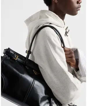 Prada Bonnie Large Leather Handbag - Black