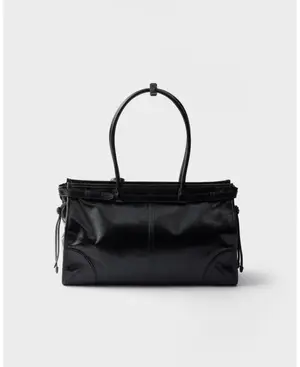 Prada Bonnie Large Leather Handbag - Black