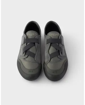 Prada Speedrock Leather And Mesh Fabric Sneakers - Grey