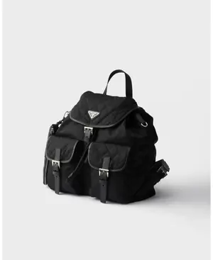 Prada Medium Quilted Re-nylon Backpack With Saffiano Leather Trim - Black