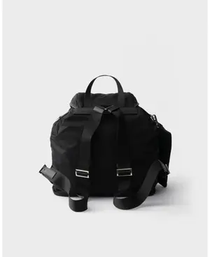 Prada Medium Quilted Re-nylon Backpack With Saffiano Leather Trim - Black