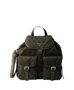 Prada Medium Quilted Re-nylon Backpack With Saffiano Leather Trim