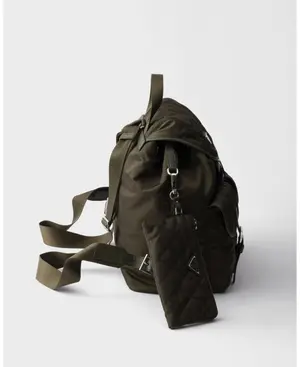Prada Medium Quilted Re-nylon Backpack With Saffiano Leather Trim