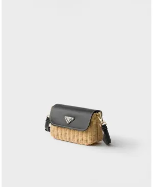 Prada Small Wicker And Leather Shoulder Bag