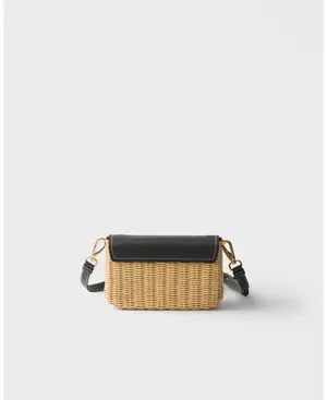 Prada Small Wicker And Leather Shoulder Bag