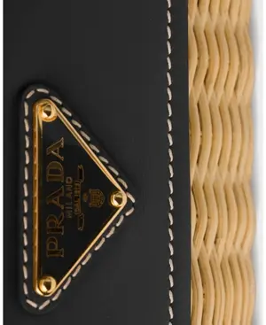Prada Small Wicker And Leather Shoulder Bag