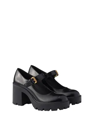 Prada Brushed Leather Pumps - Black