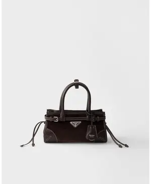 Prada Bonnie Small Corduroy And Leather Handbag