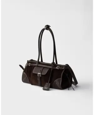 Prada Bonnie Medium Corduroy And Leather Handbag