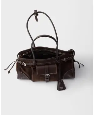 Prada Bonnie Medium Corduroy And Leather Handbag