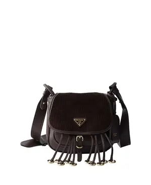 Prada Corsaire Corduroy And Leather Mini Shoulder Bag - Brown