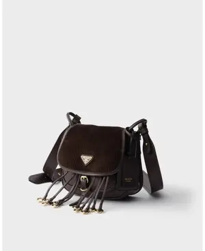Prada Corsaire Corduroy And Leather Mini Shoulder Bag - Brown