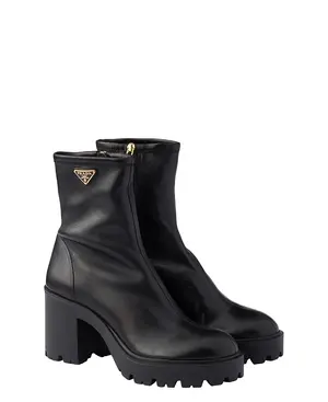 Prada Stretch Nappa Leather Booties - Black