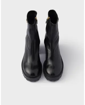Prada Stretch Nappa Leather Booties - Black