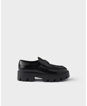 Prada Brushed Leather Loafers With Lug Sole