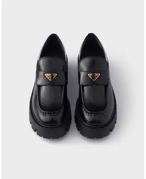Prada Brushed Leather Loafers With Lug Sole
