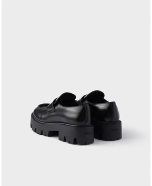 Prada Brushed Leather Loafers With Lug Sole