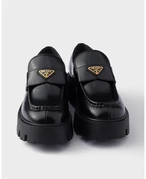 Prada Brushed Leather Loafers With Lug Sole
