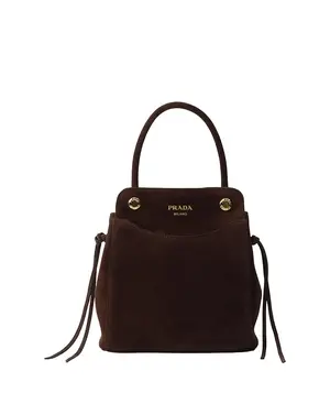 Prada Carry Mini Suede Handbag Brown
