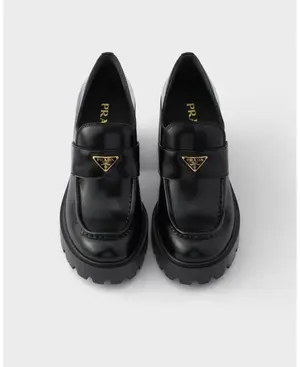 Prada Brushed Leather Loafers With Chunky Heel