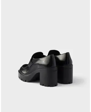 Prada Brushed Leather Loafers With Chunky Heel