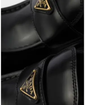 Prada Brushed Leather Loafers With Chunky Heel
