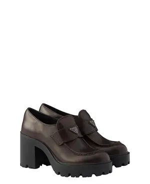 Prada Leather Loafers - Brown