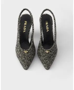Prada Chevron Slingback Pumps - White