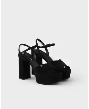 Prada Suede Platform Sandals - Black