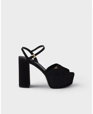 Prada Suede Platform Sandals - Black