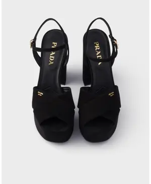 Prada Suede Platform Sandals - Black