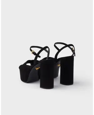 Prada Suede Platform Sandals - Black