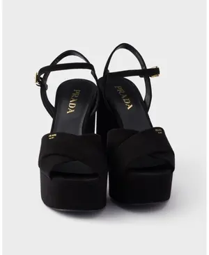 Prada Suede Platform Sandals - Black