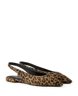 Prada Printed Leather Ballerinas - Honey