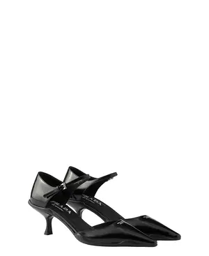 Prada Brushed Leather D'orsay Pumps - Black