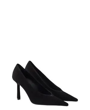 Prada Suede Pointy Toe High Heel Pumps - Black